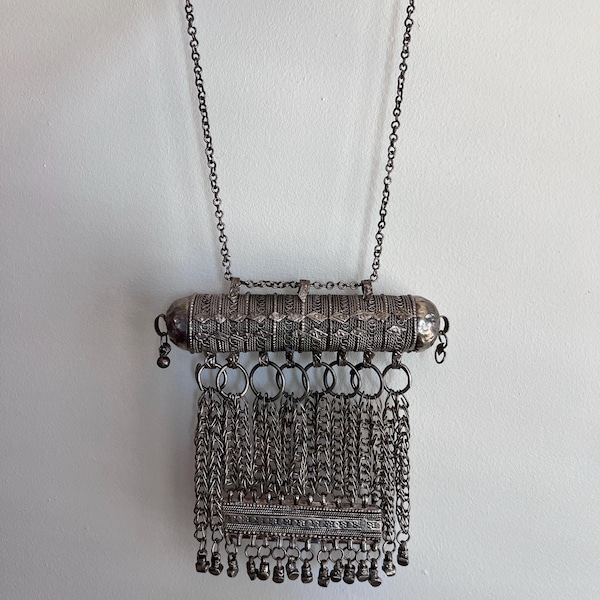 Antique Chinese Silver Qilin Dragon Pendant Necklace, Warrior Riding ...