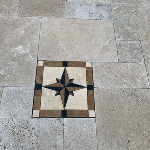 Tile Mosaic Medallion Natural Stone Mariners Compass Rose - Etsy