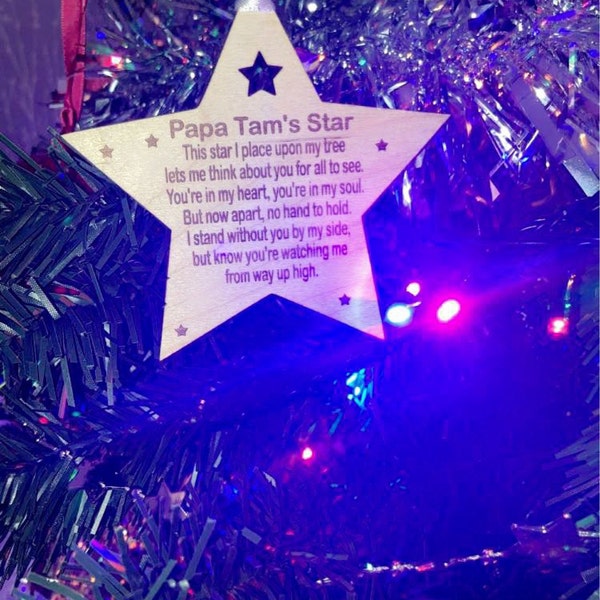 Personalised Remembrance Memorial Star Keepsake, Memorial Bauble, Loved ...