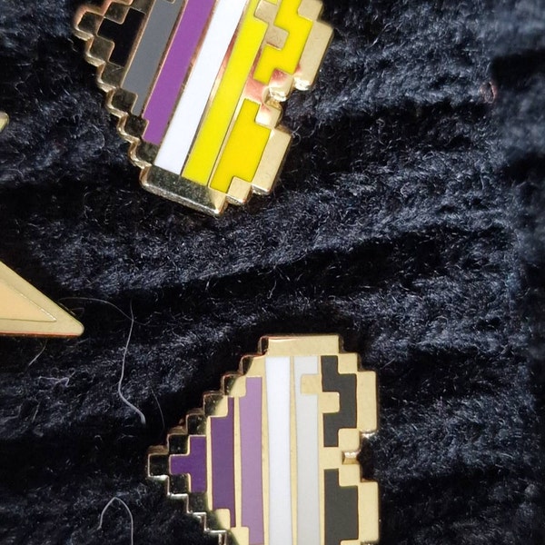 Asexual Pixel Pride Heart Pins — Subtle Flag Badge Love Gift Button ...