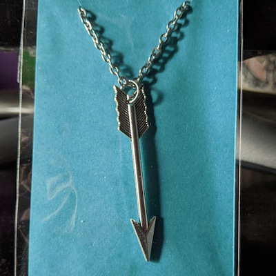 Large Arrow Pendant Necklace, Archer Pendant, Antique Silver Arrow ...