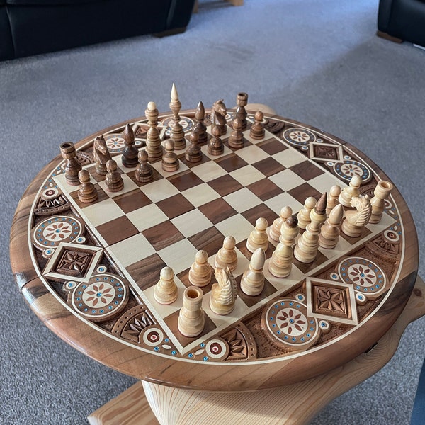 Wooden Carved Backgammon, Handcrafted Backgammon Set, Large Folding ...