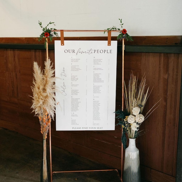 Printed Wedding Seating Chart | Personalized Guest List and Seating ...