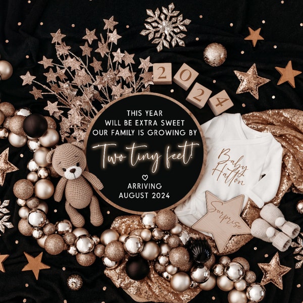 New Year Digital Pregnancy Announcement, Baby Announcement, Social ...