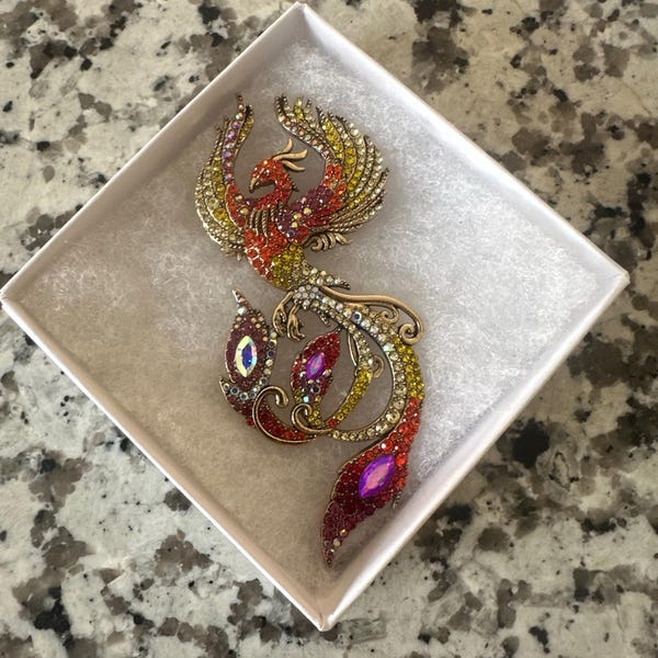 Rhinestone Phoenix Brooch, Colorful Animal Jewelry - Etsy