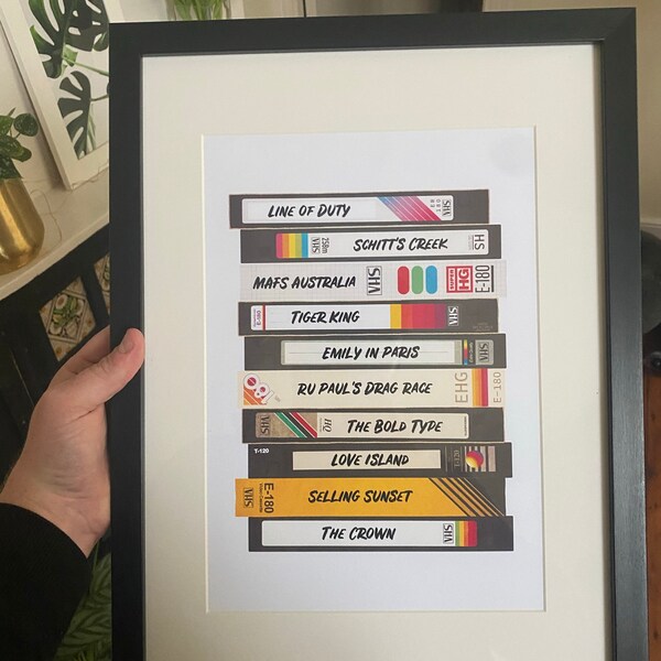 Personalised Retro Video Tape Print / Poster Add Your Favourite Movies ...