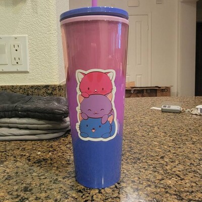 Kawaii Cats Bi Pride Sticker Cute Pride Cat Sticker for Laptop ...