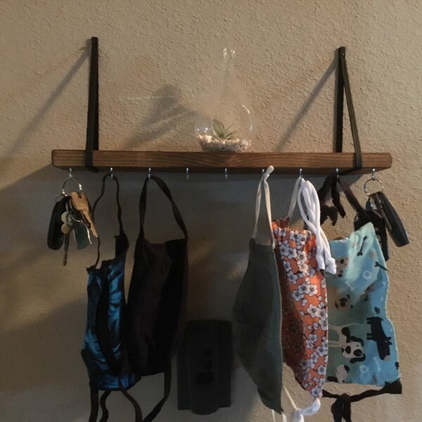 Floating Shelf Key Holder for Wall Wooden Key Storage Key Hook Wall ...