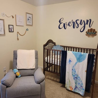 Personalized Seashell Wooden Sign, Nursery Name Sign, Baby Housewarming ...