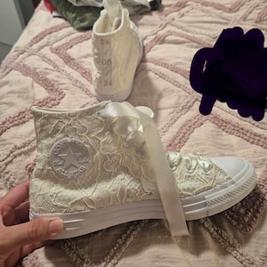 Ivory Wedding Converse High Top, Custom Converse Shoes, Lace High Top ...