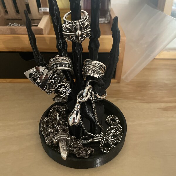 Metal Hand, Rock Hand Sign, Skeleton Hand Jewelry Holder, Rock On ...