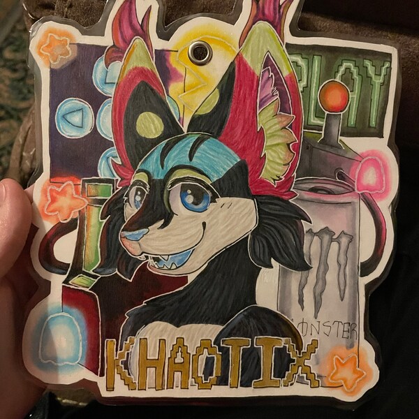 Themed Fursona Badge for Furry Conventions, Laminated Badge, Custom ...