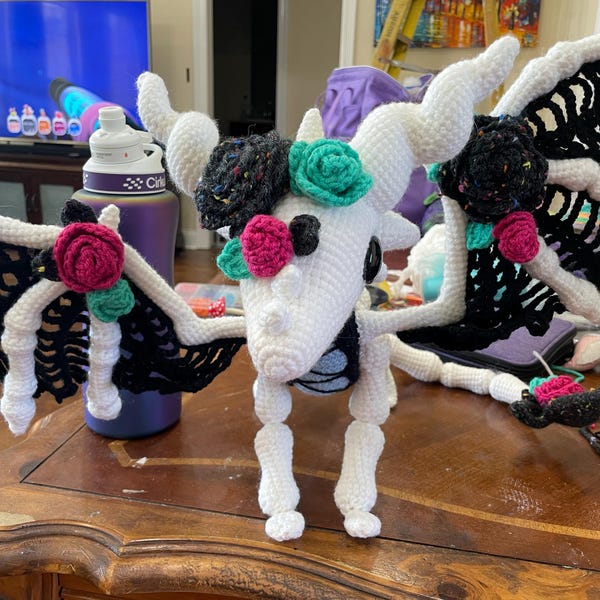 Selene the Skeletal Dragon Amigurumi Crochet Pattern US Terms PDF - Etsy