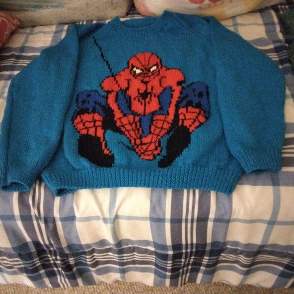 Vintage Pattern Marvel Spiderman Jumpers Adults and Childrens Knitting ...