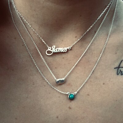 Tiny Name Necklace Dainty Name Charm Small Charm Necklace Children Name ...