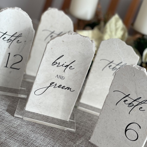 Daylight Marble Table Numbers | Wedding Signs | Event Signs | Custom ...