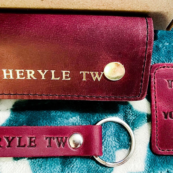 Purple Key Case, Leather Key Pouch, Personalized Keychain, Custom Key ...