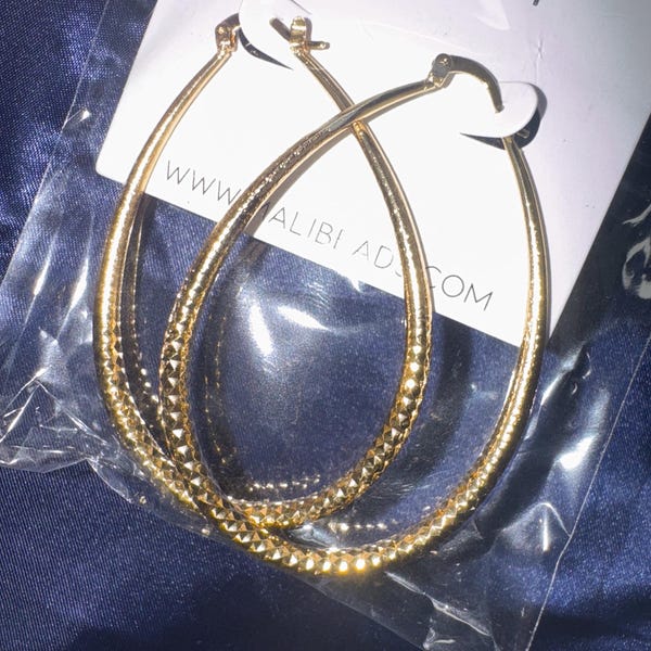 18K GF Large Ridged Teardrop Hoops, Hammered Hoops, Gold Filled Hoops ...