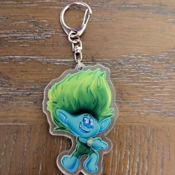 KEYCHAIN | Trolls Band Together | Baby Branch | 7cm, Clear Acrylic ...