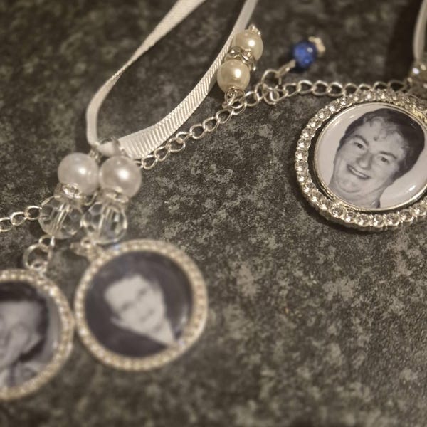Wedding Memorial Photo Bouquet Charm: Diamante Remembrance Keepsake ...