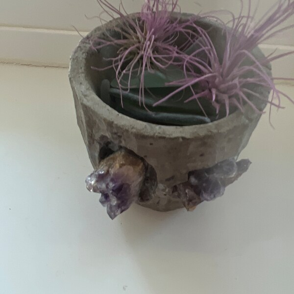 Geode Planter/ Cement Planter/ Small Plant Pot/ Brazilian Amethyst ...