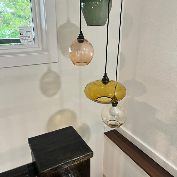 Coloured Glass Pendant Lights. Hand Blown Glass Pendants. Kitchen ...