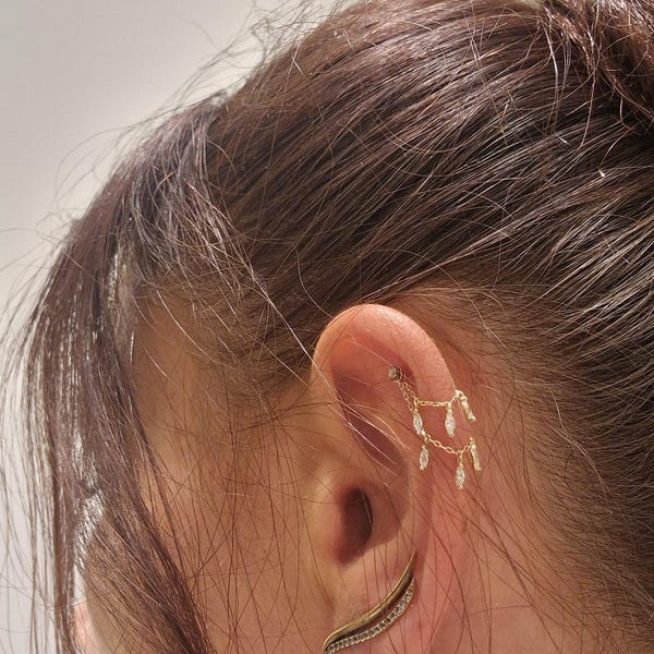 14k Solid Gold Spike Cone Rook Piercing Eyebrow Piercing Belly Button ...