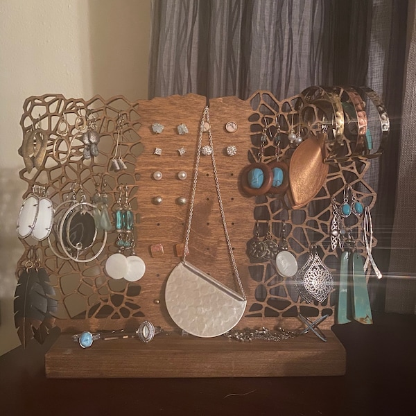 Earring Holder Handmade From Wood - Display for Studs Post Dangle ...