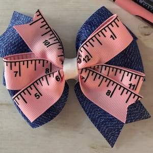 7/8" Baby Pink Ruler Print Grosgrain Ribbon - Fall School - Teacher ...