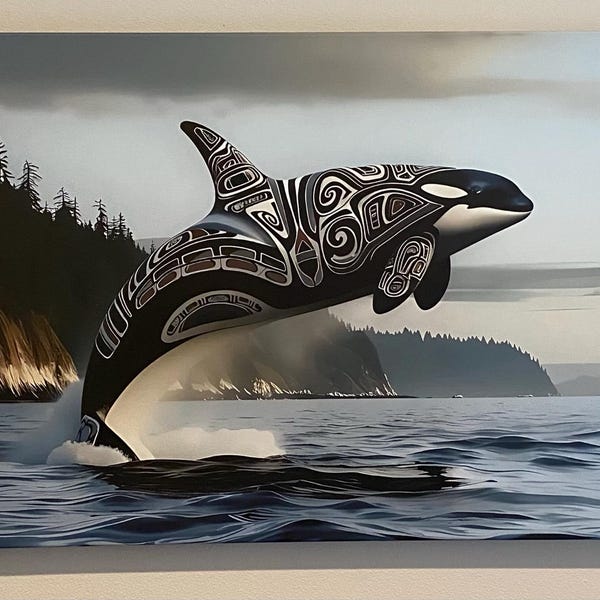 First Nations Owl Abstract Pacific Northwest Snowy Owl Mid-century Oil ...