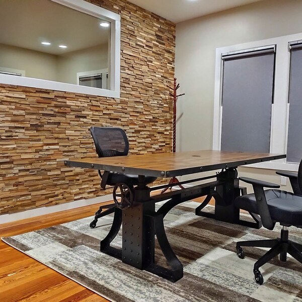 Industrial Cast Iron Crank Table Base: Adjustable Height Office Desk - Etsy