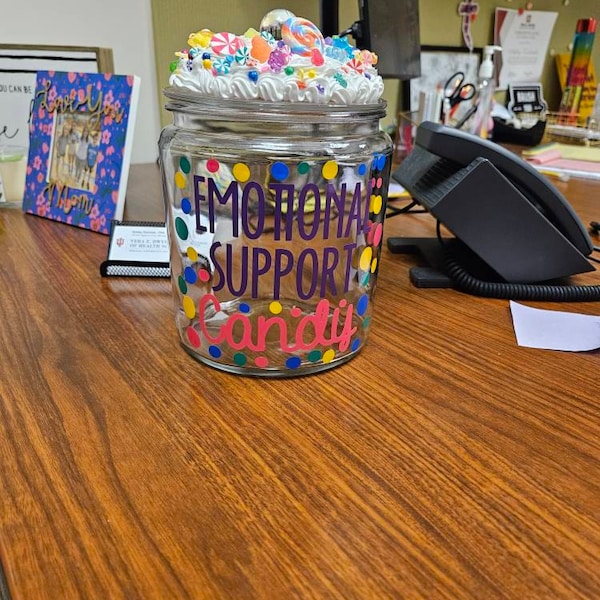 Personalized Funny Glass Candy Jar for Emotional Support, Custom Office ...