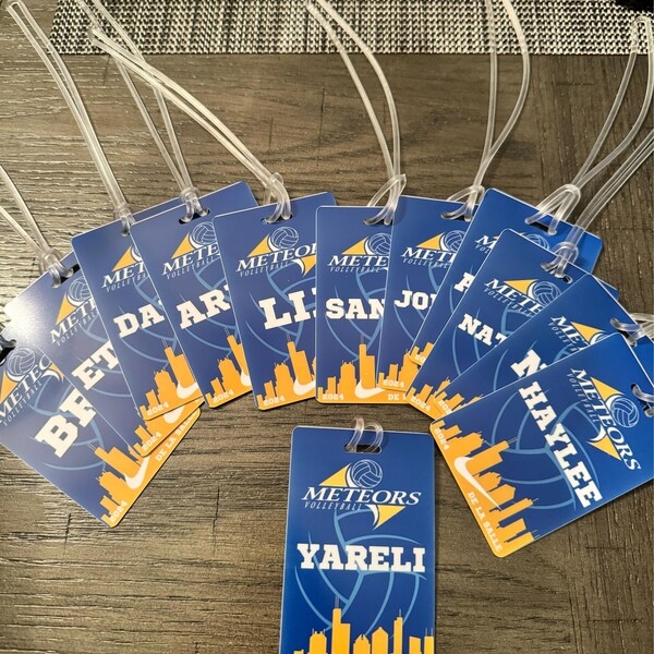 12 Pack - Fully Customized, Double Sided Bag Tags With Loop, Team Tags ...