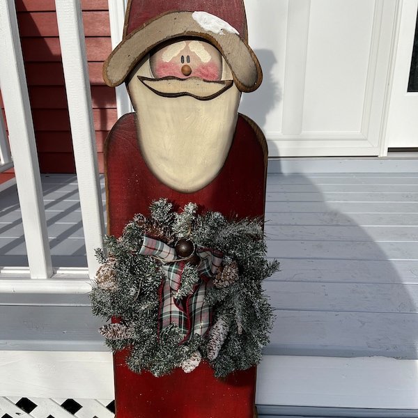 Standing Wood Santa/3 Ft Tall/primitive Christmas Decor/ Rustic St ...
