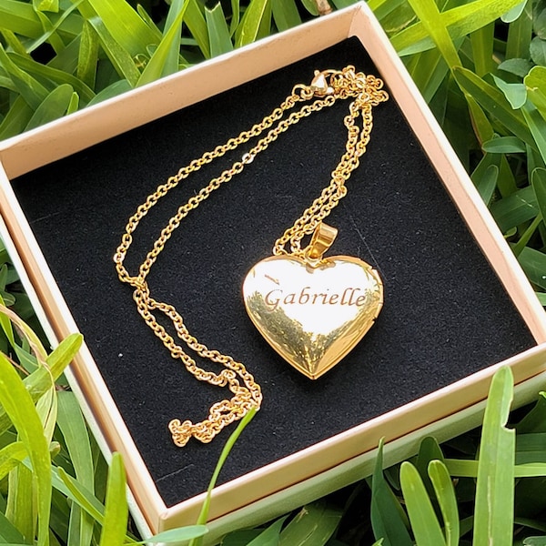 Personalized Heart Locket Necklace With Photo,custom Engraved Heart ...