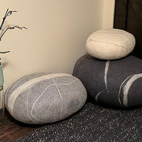 Natural Felted Wool. Soft Stone-poufs. the "conference Set" 3, 5 or 7 ...