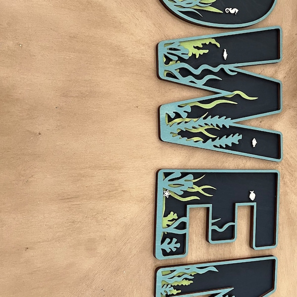 Ocean Theme Wood Letters: Sea Life Decor - Etsy