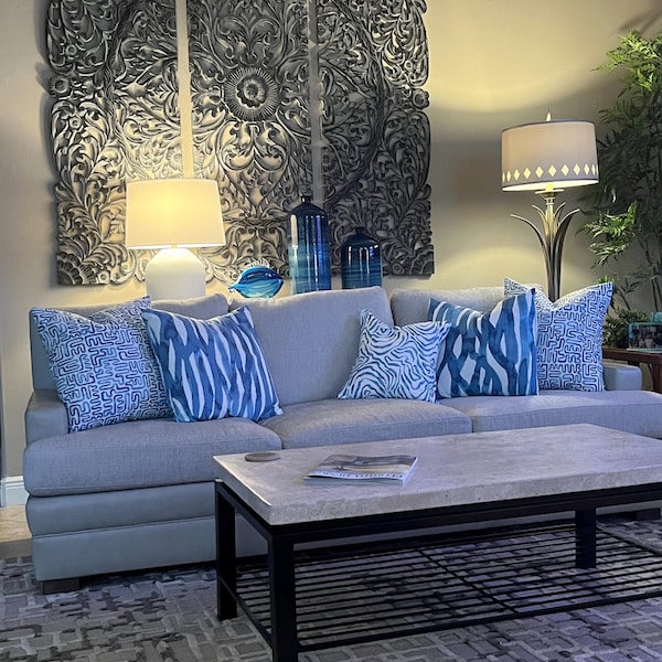 Angela Harris Designer Pillow Covers , Watercolor Indigo Navy Throw ...
