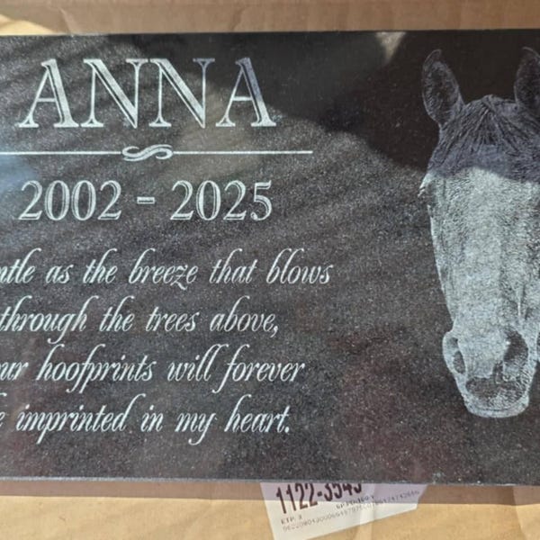 Customizable Granite Pony Horse Memorial: Engraved Headstone W/ Photo ...