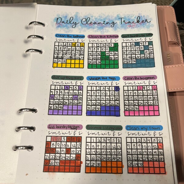 Daily Cleaning Tracker | Jessica's Journal Spread - Etsy