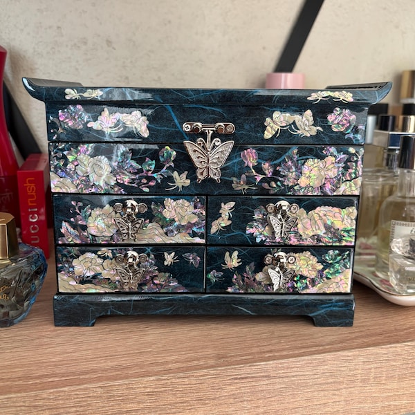 February Mountain Jewelry Organizer Box for Women With Mirror Lid ...