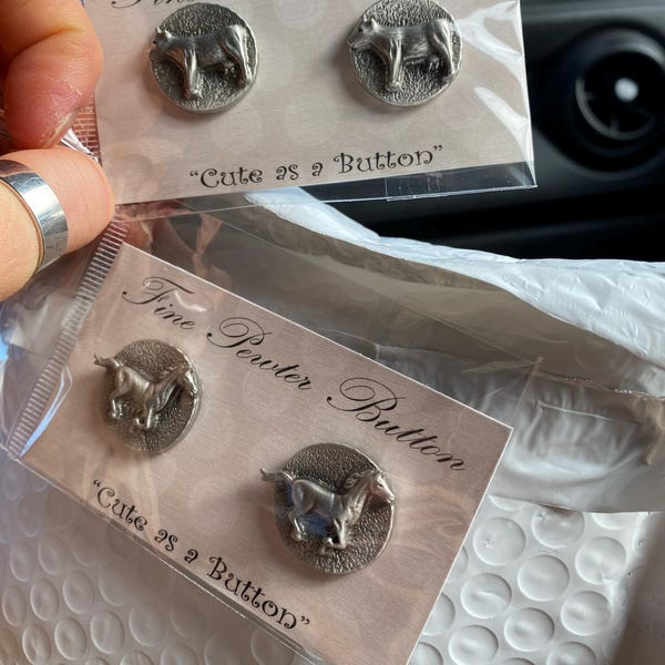 Hastings Pewter Hand Made Lead Free Pewter Deer Buttons Set of 2 Whitetail Deer Made in Michigan ...