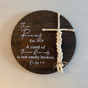 Round Unity Ceremony Sign, A Cord of Three Strands Wedding Sign, 3 ...