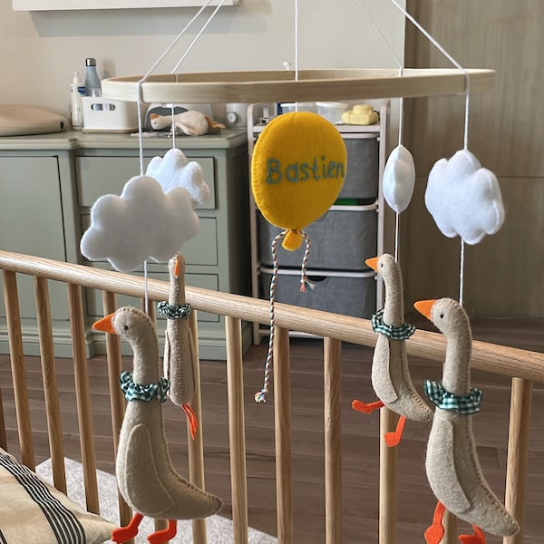 Duck Nursery - Baby Mobile Goose Blue Ribbon - Baby Mobile Boys - Crib ...