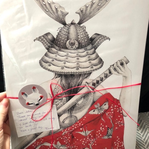 Butterfly Samurai - Limited Edition Fine Art Print - Wall Art - Silk ...