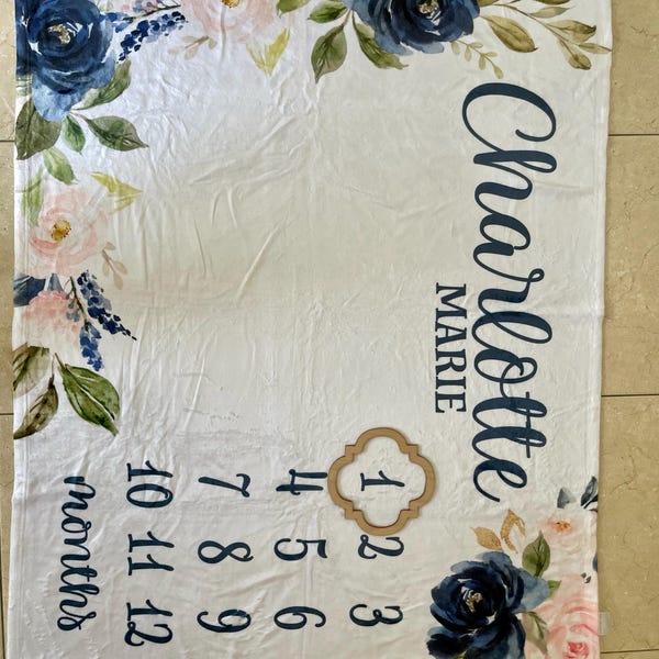 Moon and Stars Milestone Blanket, Baby Milestone Blanket, Luna ...