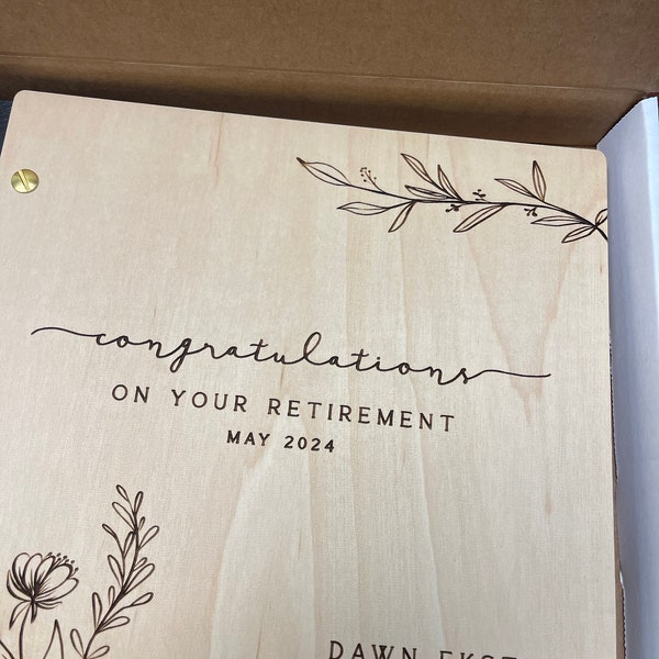 Personalized Retirement Gift, Wooden Guest Book With Custom Engraved ...