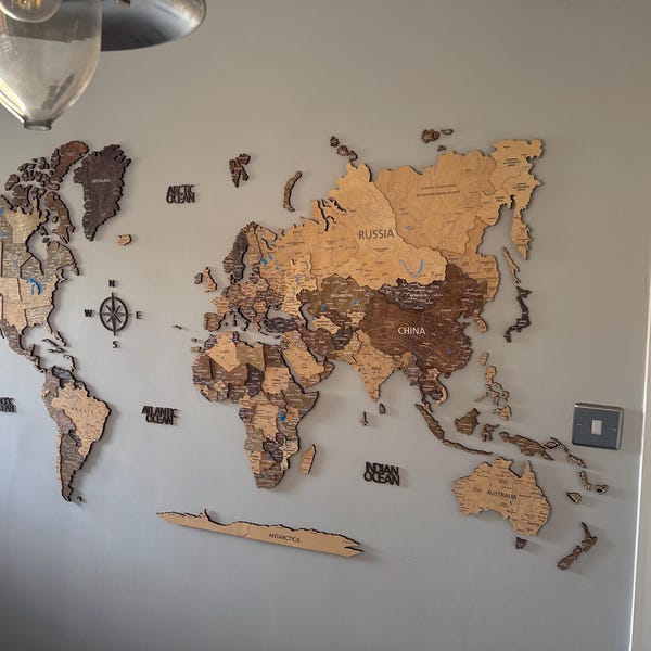 Large Wooden World Map With Countries, Wooden World Push Pin Travel Map ...