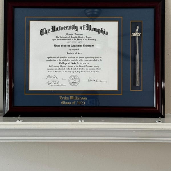 Custom Double Diploma Frame With Tassel Mahogany/navy RC-H ,6x8,7x9,8x10,8.5x11,9x12,10x13,11x14 ...