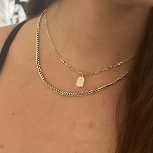 14k Solid Gold Rectangle Pendant Necklace/ Teardrop Pendant ...